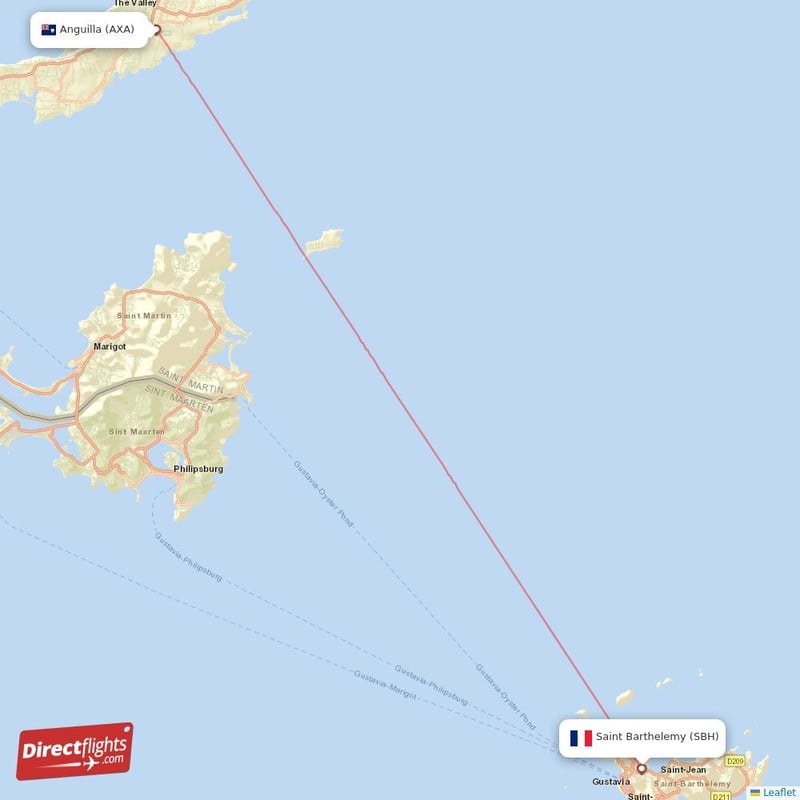 Direct flights from Saint Barthelemy to Anguilla, SBH to AXA non-stop ...