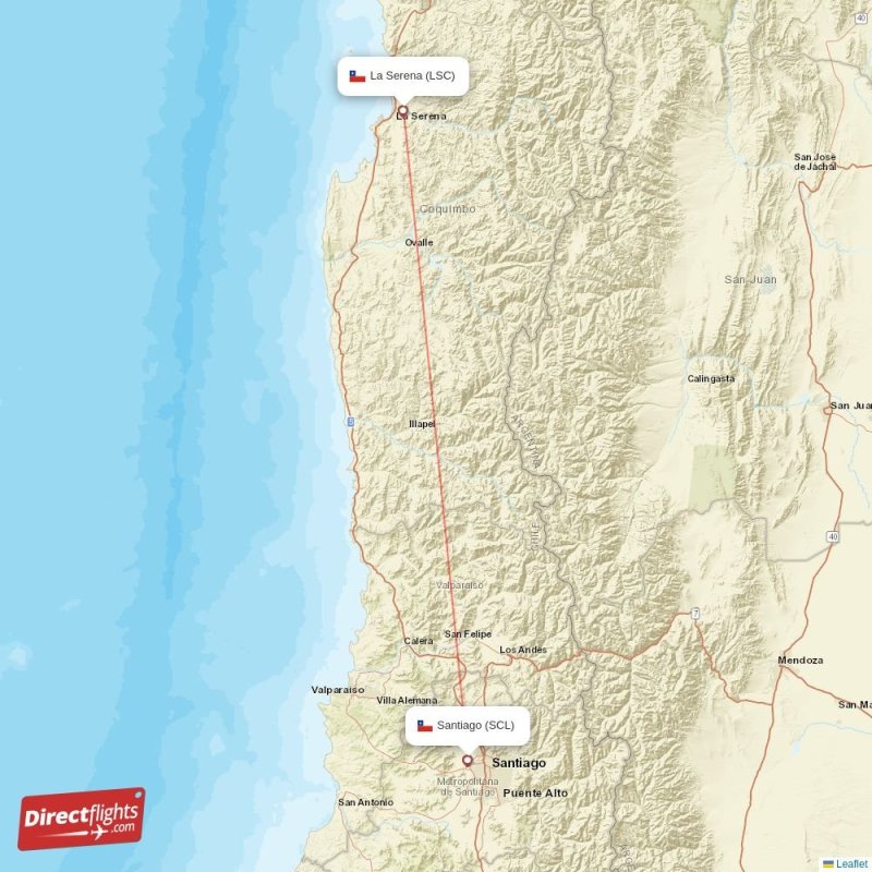 Direct flights from Santiago to La Serena (SCL-LSC) - Directflights.com