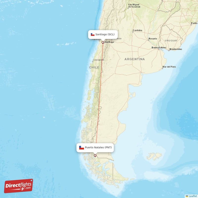 Direct flights from Santiago to Puerto Natales, SCL to PNT non-stop ...