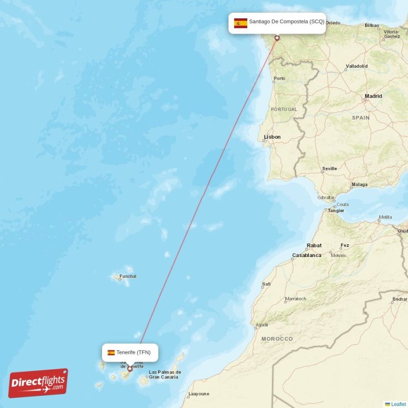 Direct flights from Santiago De Compostela to Tenerife, SCQ to TFN non ...
