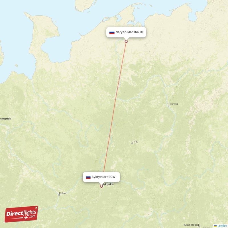 Direct flights from Syktyvkar to Naryan-Mar, SCW to NNM non-stop ...