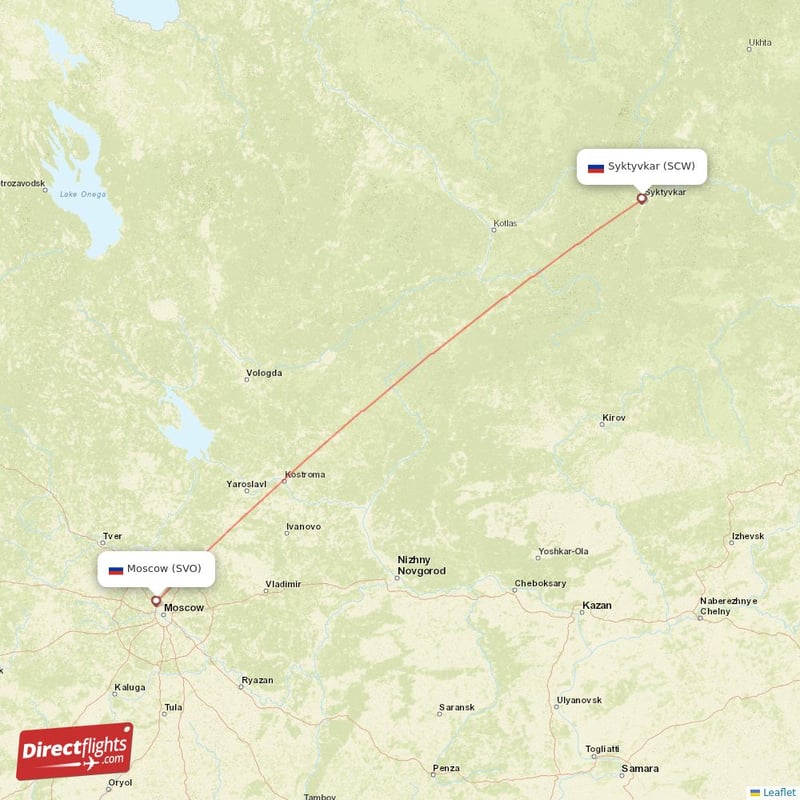 Direct flights from Syktyvkar to Moscow, SCW to SVO non-stop ...