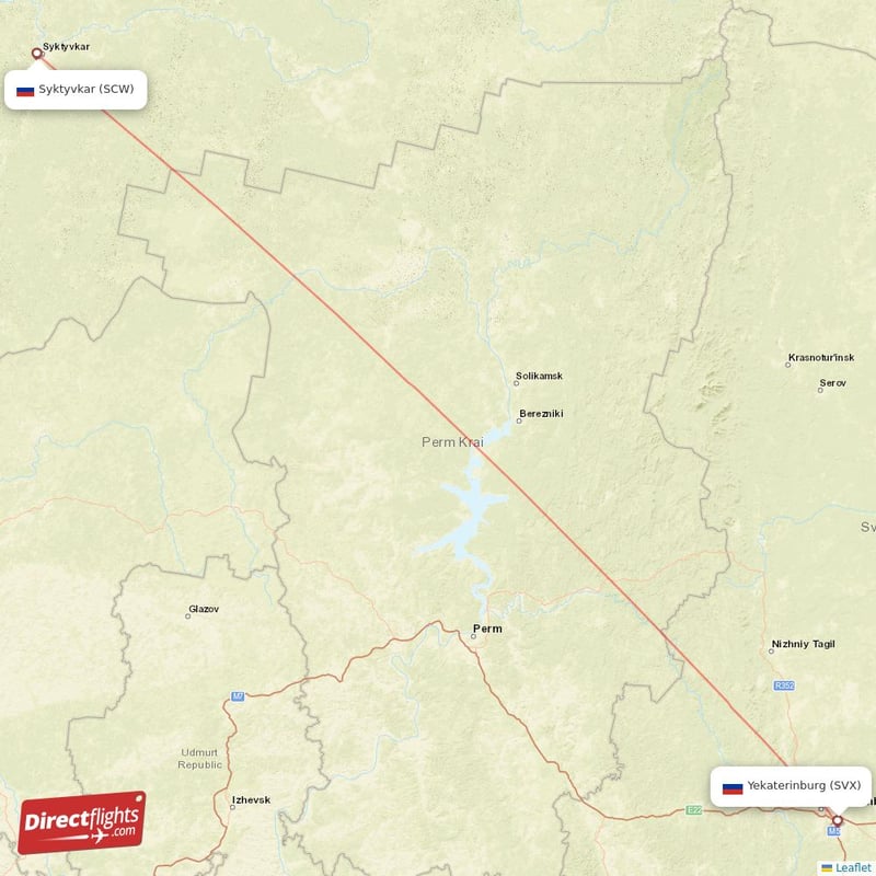 Direct flights from Syktyvkar to Yekaterinburg, SCW to SVX non-stop ...