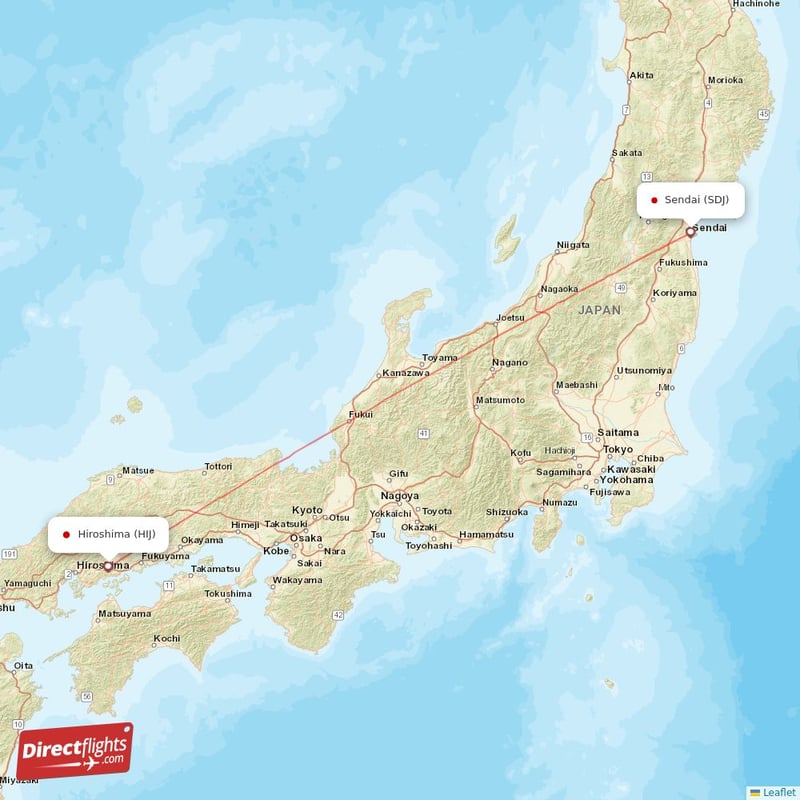 Direct flights from Sendai to Hiroshima, SDJ to HIJ non-stop ...