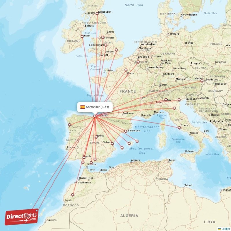 Direct flights to Santander - SDR, Spain - Directflights.com