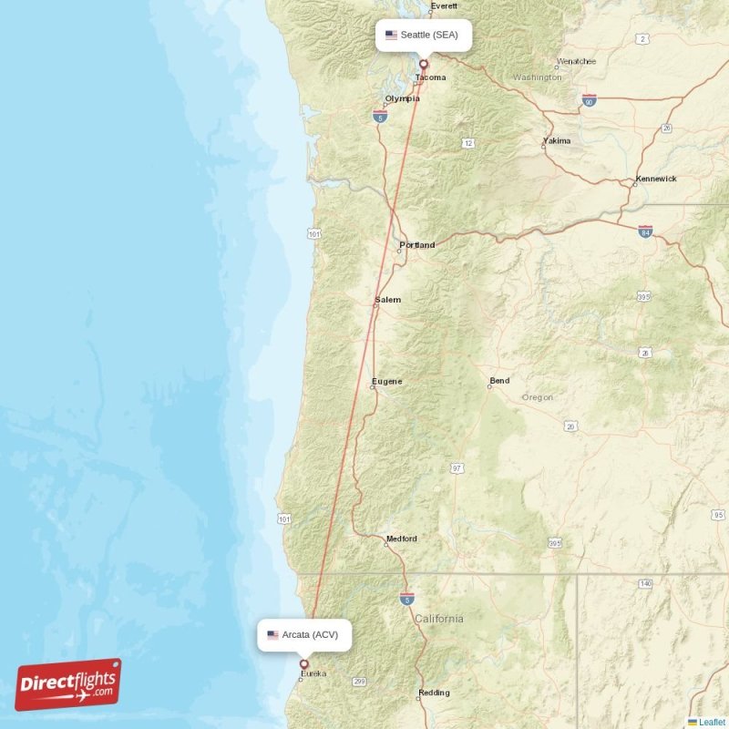 Direct flights from Seattle to Arcata (SEA-ACV) - Directflights.com