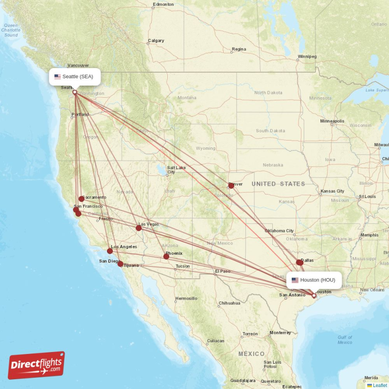 Direct flights from Seattle to Houston (SEA-HOU) - Directflights.com