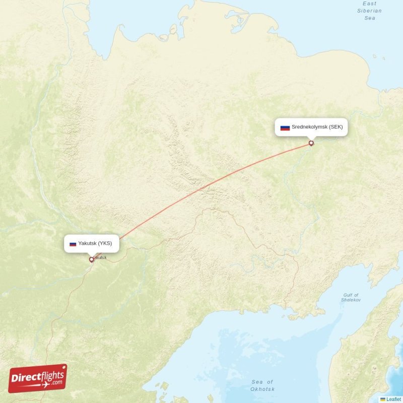 Direct flights from Srednekolymsk to Yakutsk, SEK to YKS non-stop ...