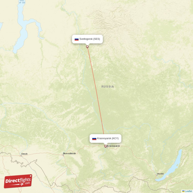 Direct flights from Svetlogorsk to Krasnoyarsk, SES to KCY non-stop ...