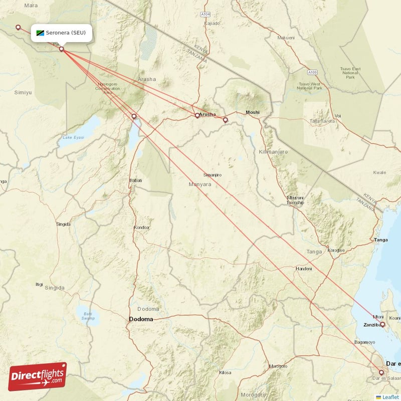 Direct flights from Seronera - 6 destinations - SEU, United Republic of ...