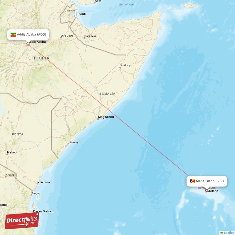 Direct flights from Mahe Island to Addis Ababa, SEZ to ADD non-stop - Directflights.com
