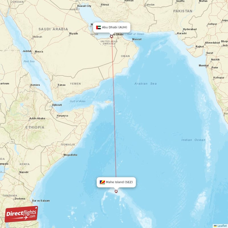 Direct flights from Mahe Island to Abu Dhabi, SEZ to AUH non-stop - Directflights.com