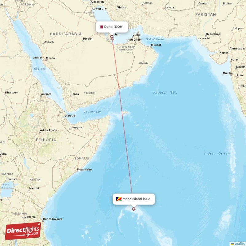 Direct flights from Mahe Island to Doha, SEZ to DOH non-stop - Directflights.com