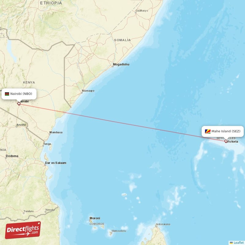 Direct flights from Mahe Island to Nairobi, SEZ to NBO non-stop - Directflights.com