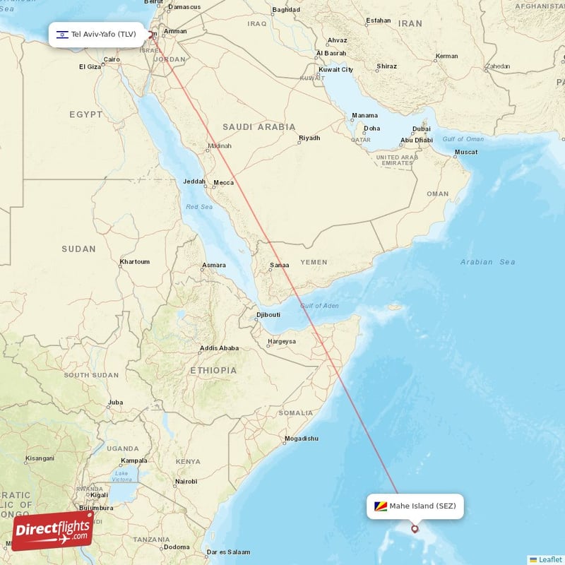 Direct flights from Mahe Island to Tel Aviv-Yafo, SEZ to TLV non-stop - Directflights.com