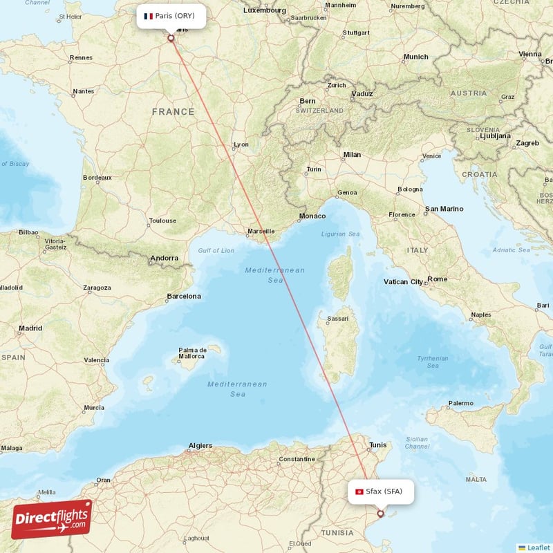 Direct flights from Sfax to Paris, SFA to ORY non-stop - Directflights.com