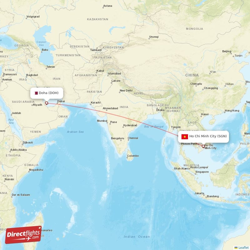 Direct flights from Ho Chi Minh City to Doha, SGN to DOH non-stop - Directflights.com