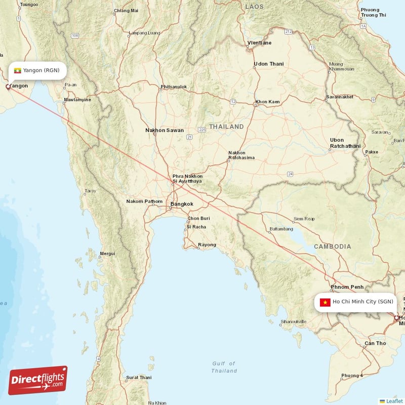 Direct flights from Ho Chi Minh City to Yangon, SGN to RGN non-stop - Directflights.com