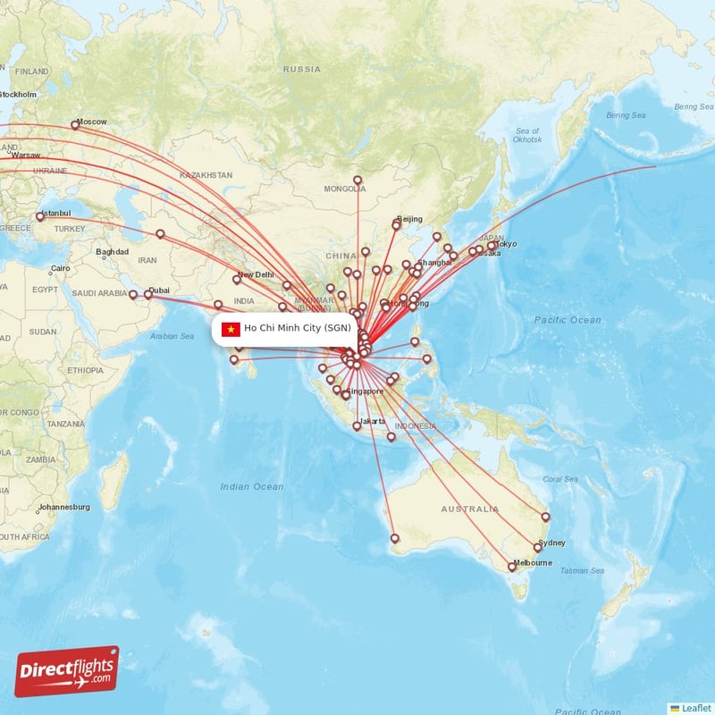 Direct flights from Ho Chi Minh City - 88 destinations - SGN, Viet Nam - Directflights.com