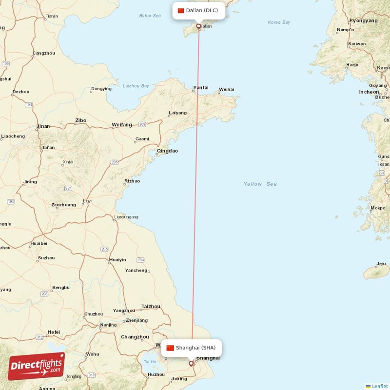 Direct flights from Shanghai to Dalian, SHA to DLC non-stop ...