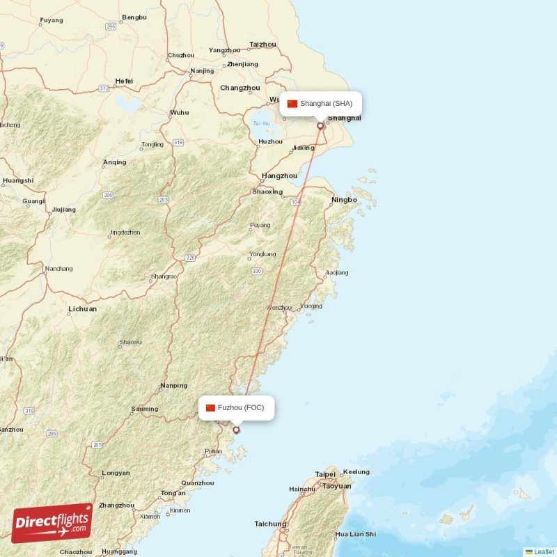 Direct flights from Shanghai to Fuzhou, SHA to FOC non-stop ...