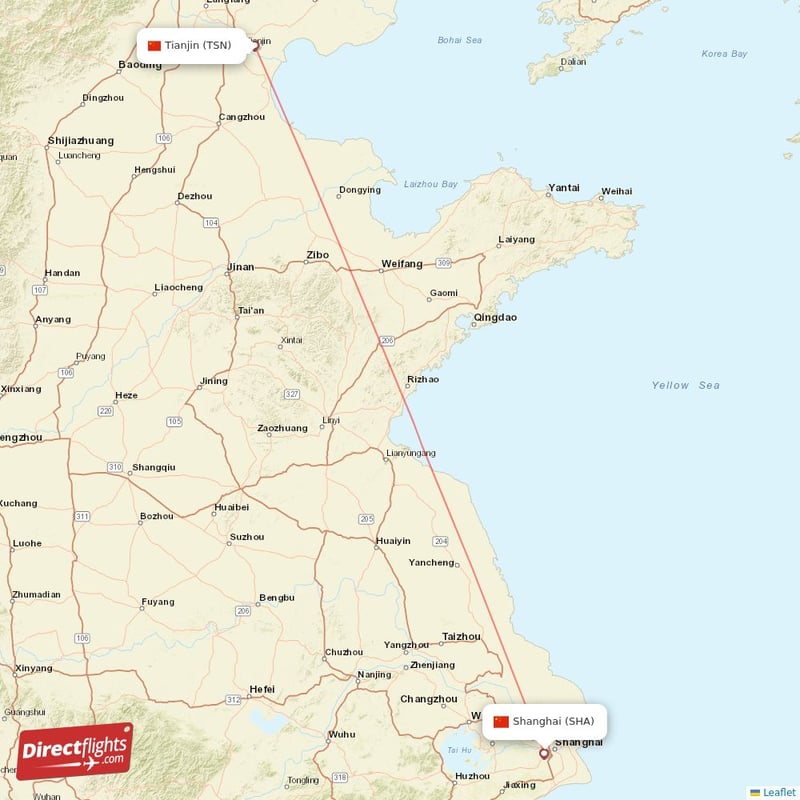 Direct flights from Shanghai to Tianjin, SHA to TSN non-stop - Directflights.com