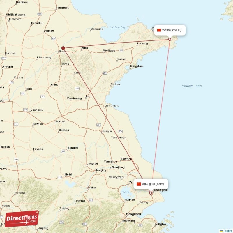 Direct flights from Shanghai to Weihai, SHA to WEH non-stop ...