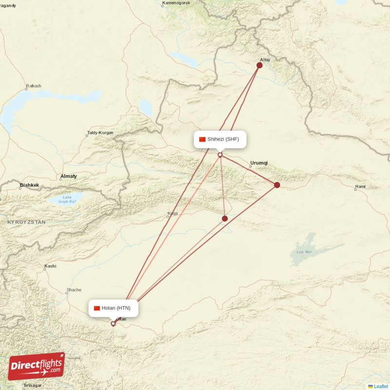 Direct flights from Shihezi to Hotan (SHF-HTN) - Directflights.com