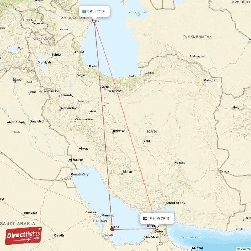 Direct flights from Sharjah to Baku (SHJ-GYD) - Directflights.com