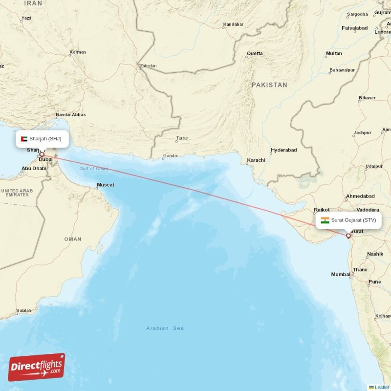 Direct flights from Sharjah to Surat Gujarat (SHJ-STV) - Directflights.com