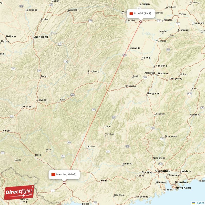 Direct flights from Shashi to Nanning, SHS to NNG non-stop ...