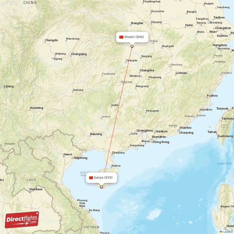 Direct flights from Shashi to Sanya, SHS to SYX non-stop - Directflights.com