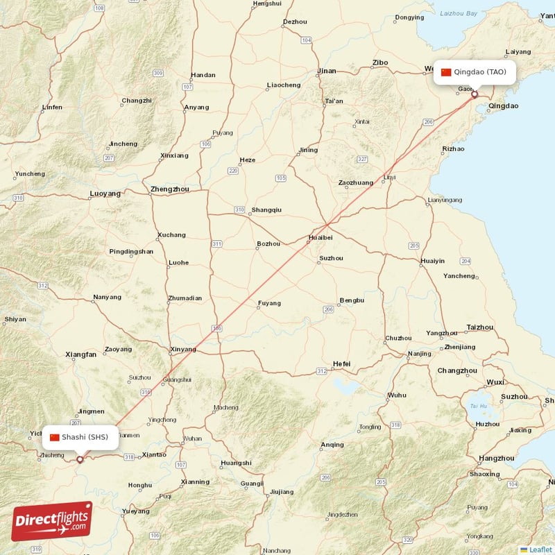 Direct flights from Shashi to Qingdao, SHS to TAO non-stop ...