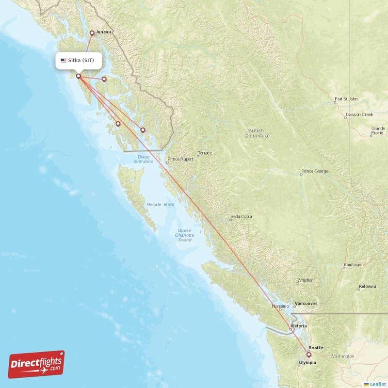 Direct flights from Sitka - 5 destinations - SIT, USA - Directflights.com