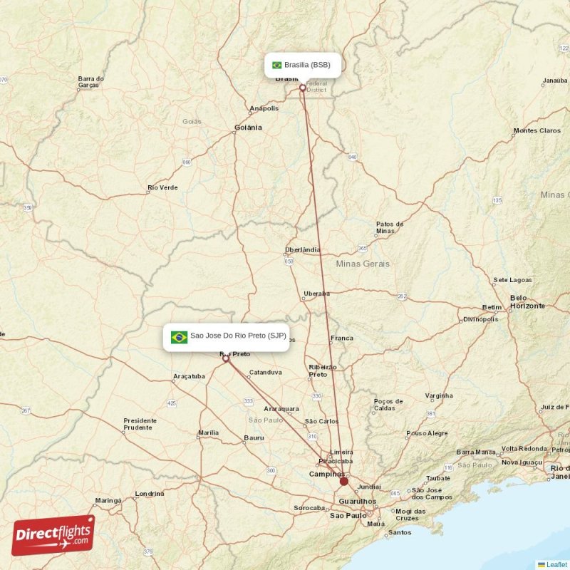 Direct flights from Sao Jose Do Rio Preto to Brasilia, SJP to BSB non ...