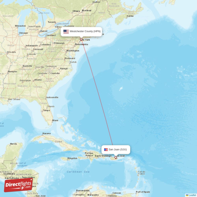 Direct flights from San Juan to Westchester County (SJU-HPN ...