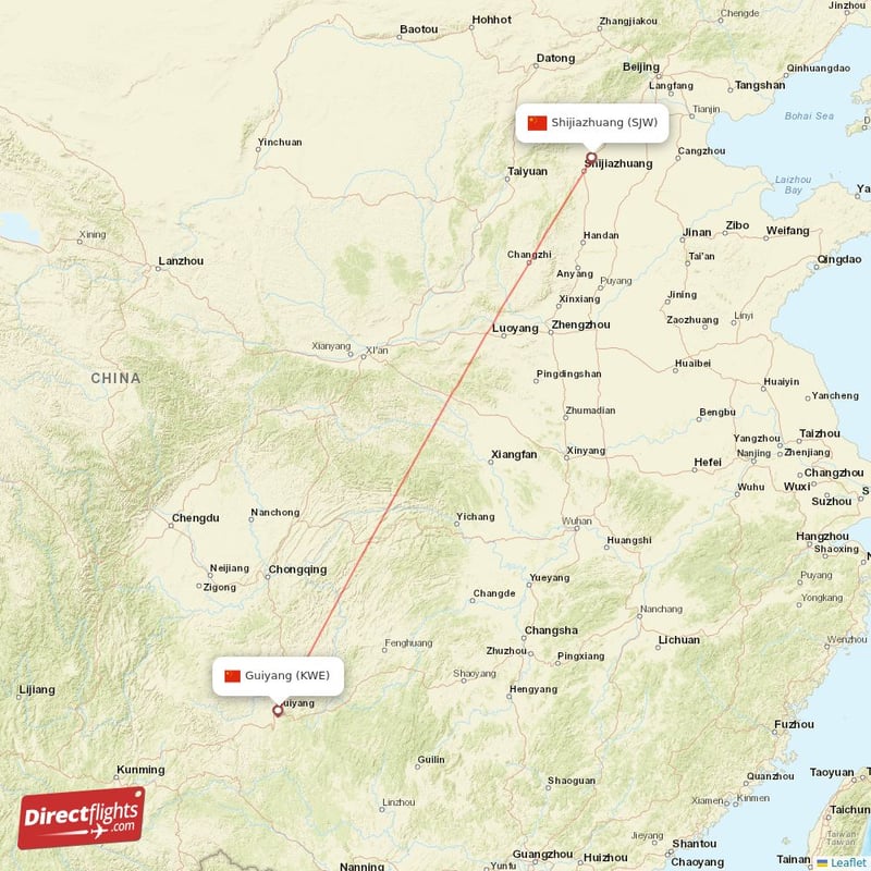 Direct flights from Shijiazhuang to Guiyang, SJW to KWE non-stop - Directflights.com