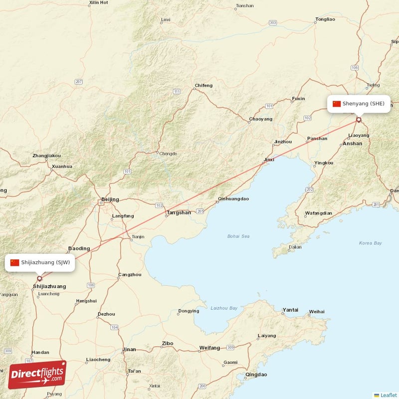 Direct flights from Shijiazhuang to Shenyang, SJW to SHE non-stop - Directflights.com