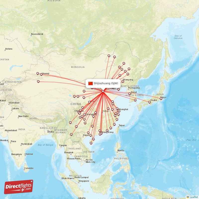 Direct flights from Shijiazhuang - 67 destinations - SJW, China ...