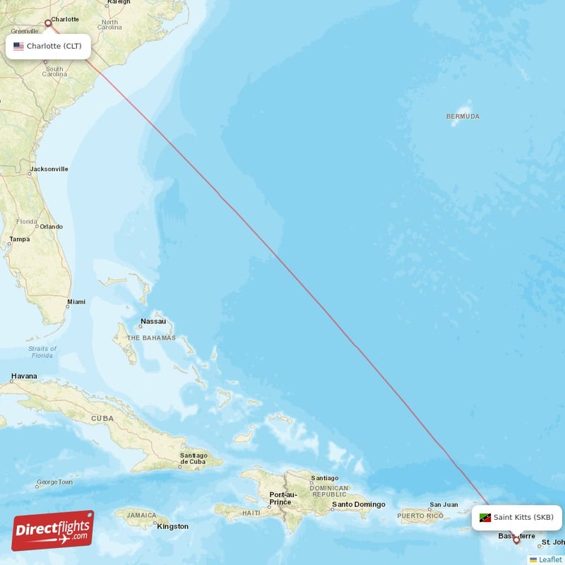 Direct flights from Saint Kitts to Charlotte, SKB to CLT non-stop - Directflights.com