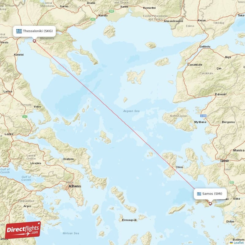 Direct flights from Thessaloniki to Samos, SKG to SMI non-stop - Directflights.com