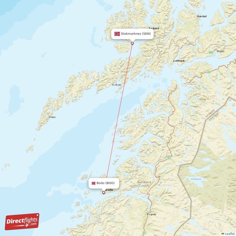 Direct flights from Stokmarknes to Bodo, SKN to BOO non-stop - Directflights.com