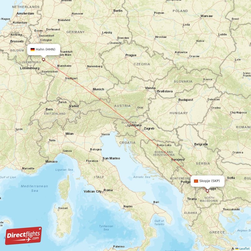 Direct flights from Skopje to Hahn, SKP to HHN non-stop - Directflights.com