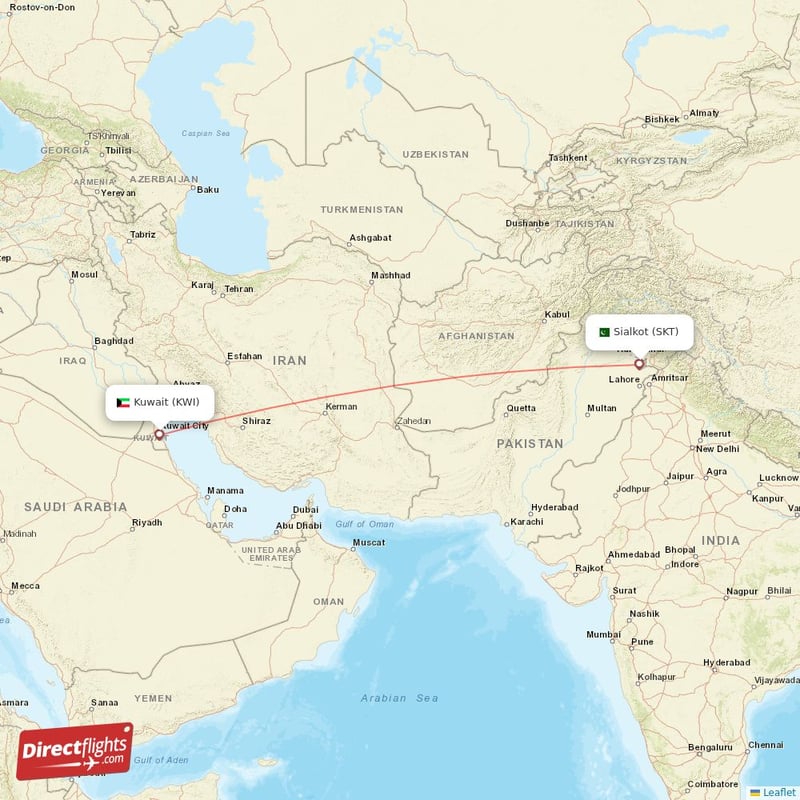 Direct flights from Sialkot to Kuwait, SKT to KWI non-stop - Directflights.com