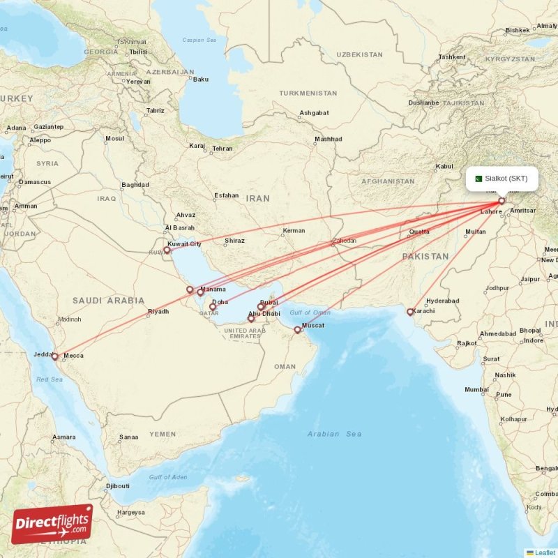 Direct flights to Sialkot - SKT, Pakistan - Directflights.com