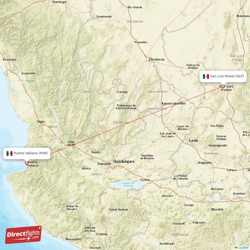 Direct flights from San Luis Potosi to Puerto Vallarta, SLP to PVR non ...