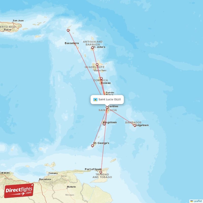 Direct flights from Saint Lucia - 8 destinations - SLU, Saint Lucia - Directflights.com