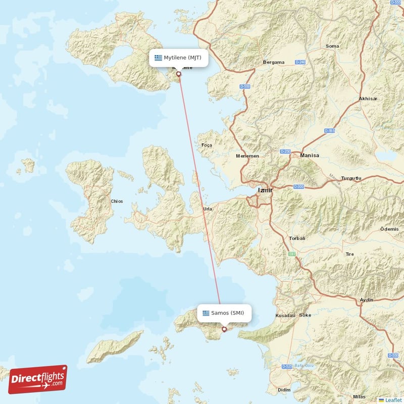 Direct flights from Mytilene to Samos, MJT to SMI non-stop - Directflights.com