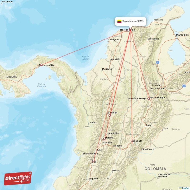 Direct flights to Santa Marta - SMR, Colombia - Directflights.com