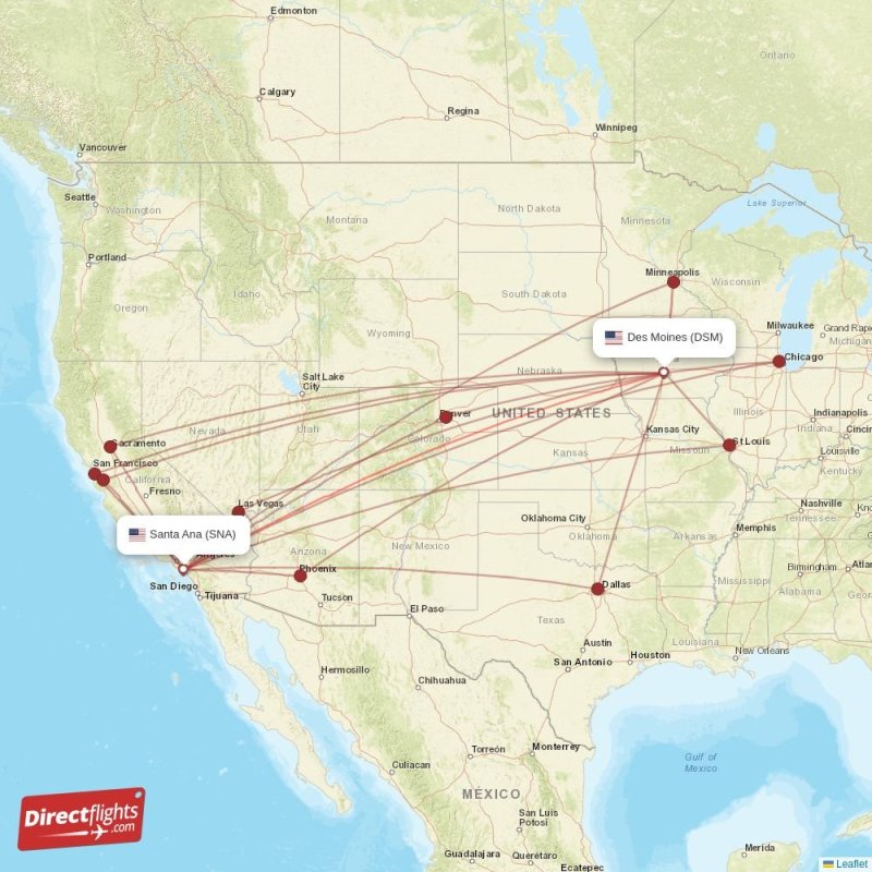 Direct flights from Santa Ana to Des Moines, SNA to DSM non-stop ...